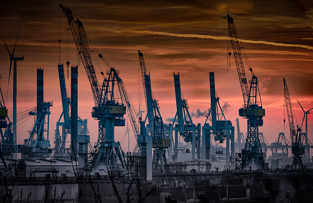 Kräne im Hamburger Hafen Foto & Bild | industrie und technik, technik ...