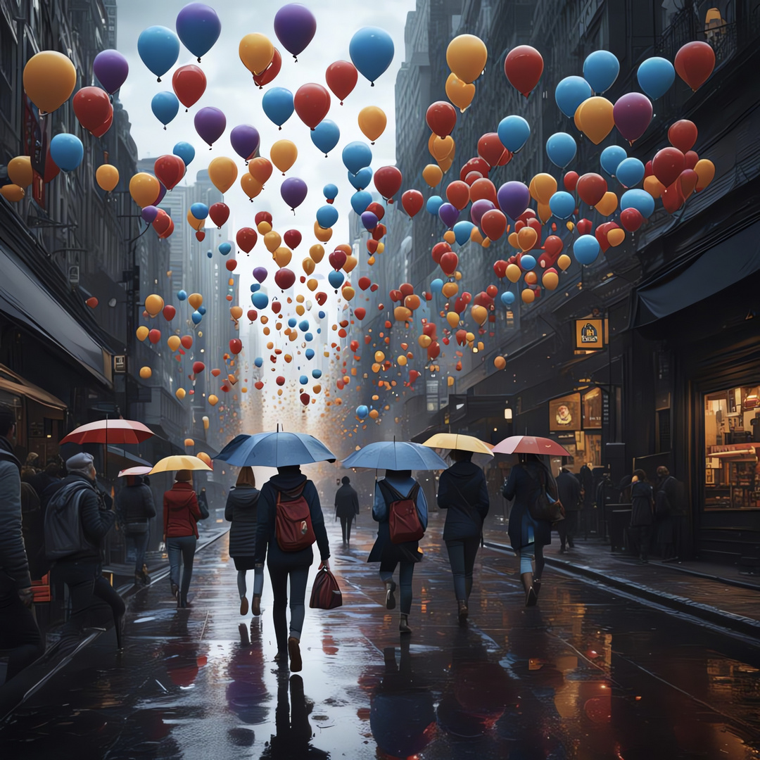 Luftballons regnen vom Himmel Foto & Bild | streetfotografie mit ...