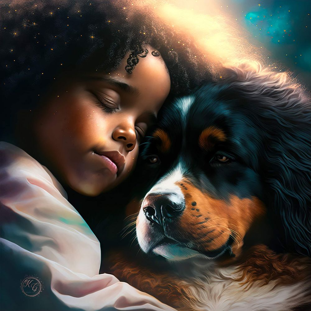 Mädchen mit Hund Foto & Bild | ki - montagen, digiart, art Bilder auf fotocommunity