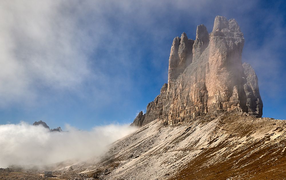 Mal wieder was aus den Dolomiten, Blick auf Südseite der Drei Zinnen ... Mal wieder was aus den Dolomiten, Blick auf Südseite der Drei Zinnen ...