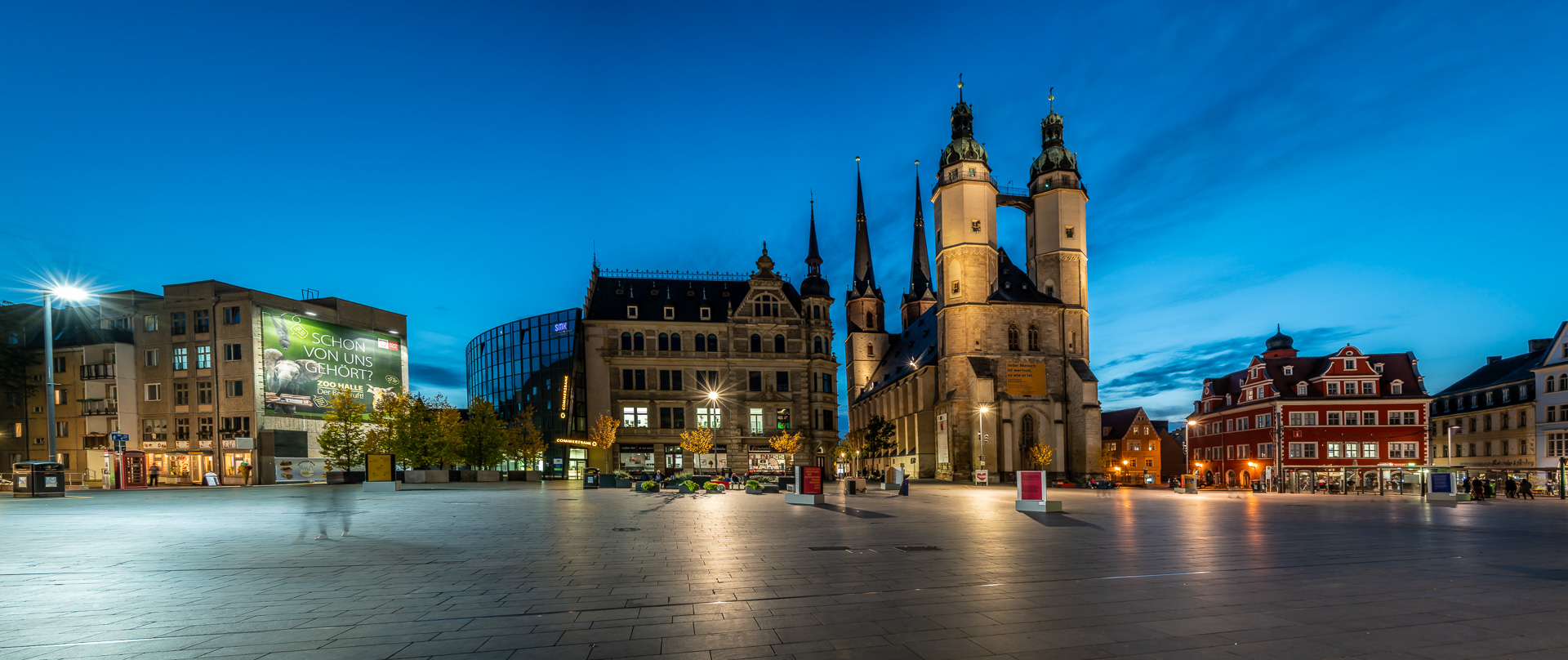 Marktplatz Halle (Saale) mit Marktkirche Foto & Bild | nacht, panorama ...