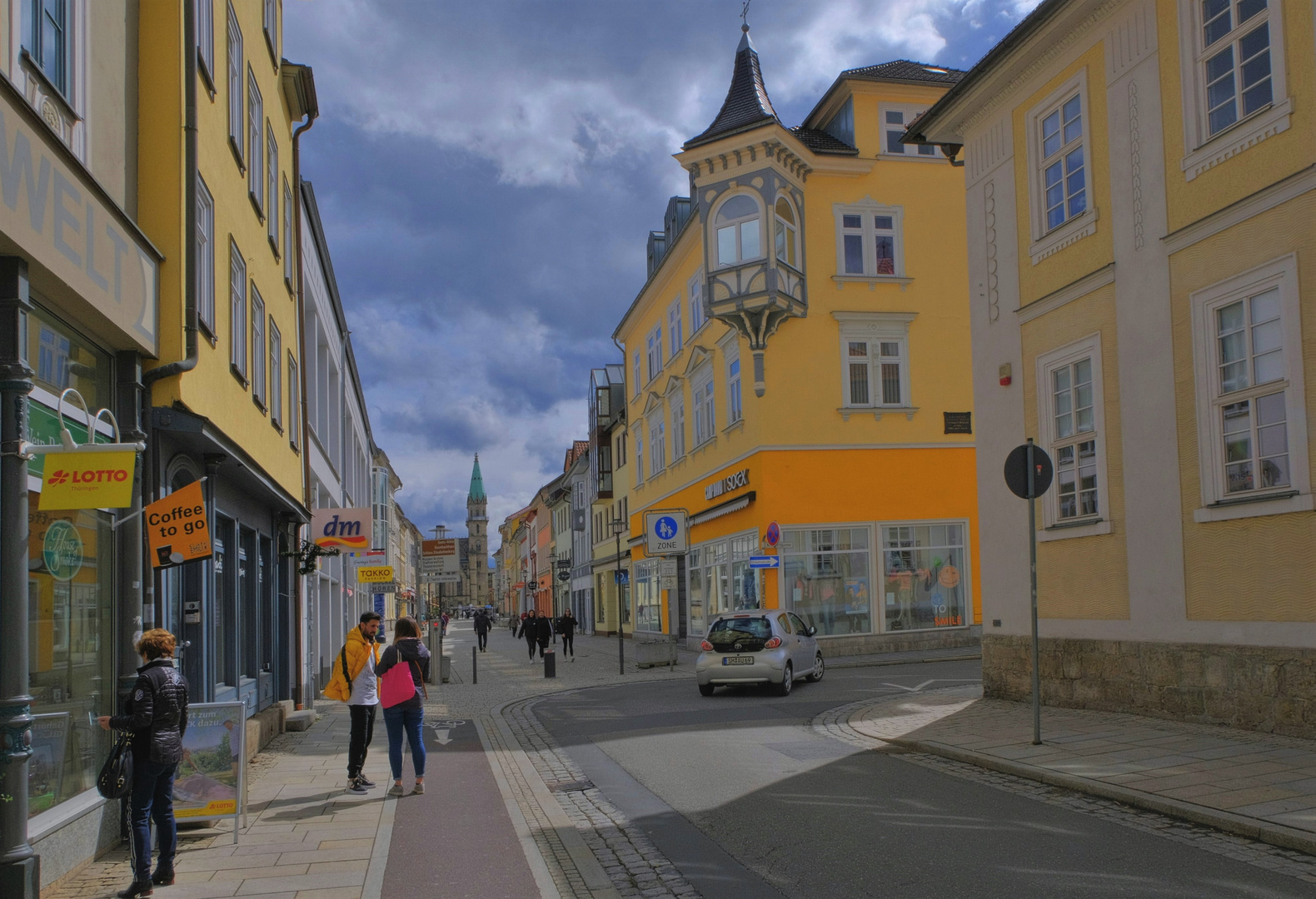 Meiningen, Blick in die Fußgängerzone (Meiningen, vista a la zona ...