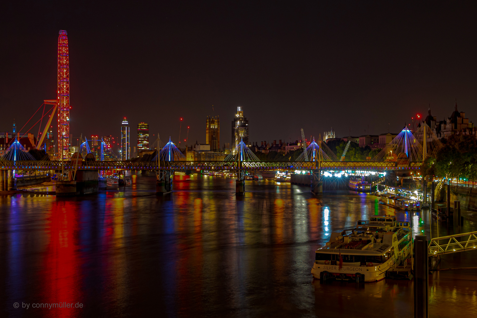 Midnight in Town Foto & Bild | london, golden jubilee bridge, city of ...