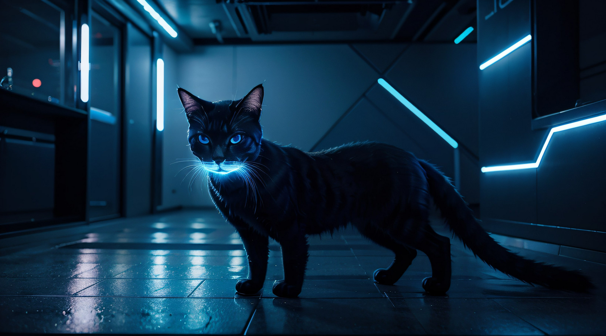 neonblue-cybercat Foto & Bild | ki - montagen, digiart, aiart Bilder ...