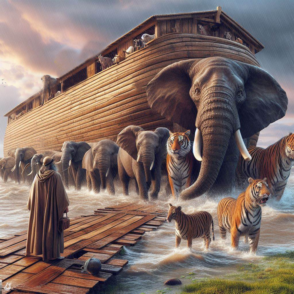 Noah vor der überfüllten Arche Foto & Bild | ki - menschen, ki - natur ...