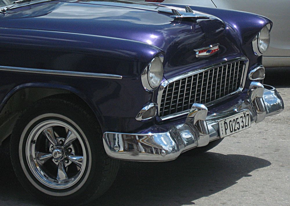 Oldtimer: Chevrolet 1955 in Havana Foto & Bild | blau, detail, oldtimer ...