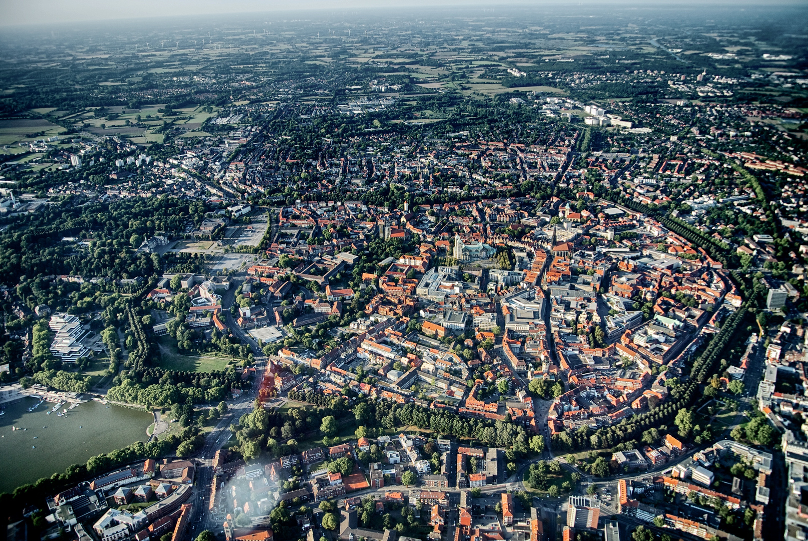 Panorama Münster Innenstadt innerhalb der Promenade aus der Chesna Foto ...