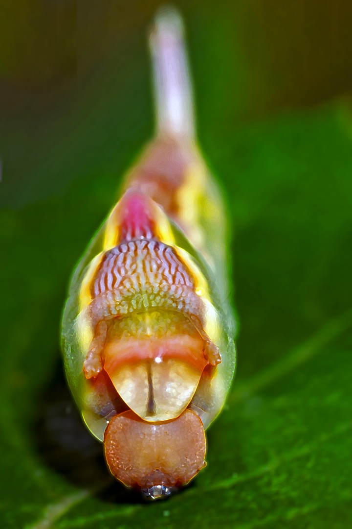 Porträt der Raupe vom Grossen Gabelschwanz (Cerura vinula) - La ...