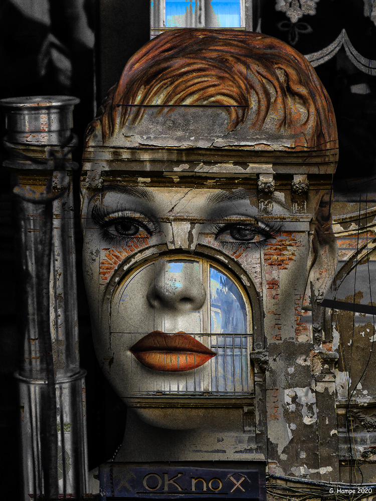 Red lips behind the old window Foto & Bild | fotomontage, art, composing Bilder auf fotocommunity