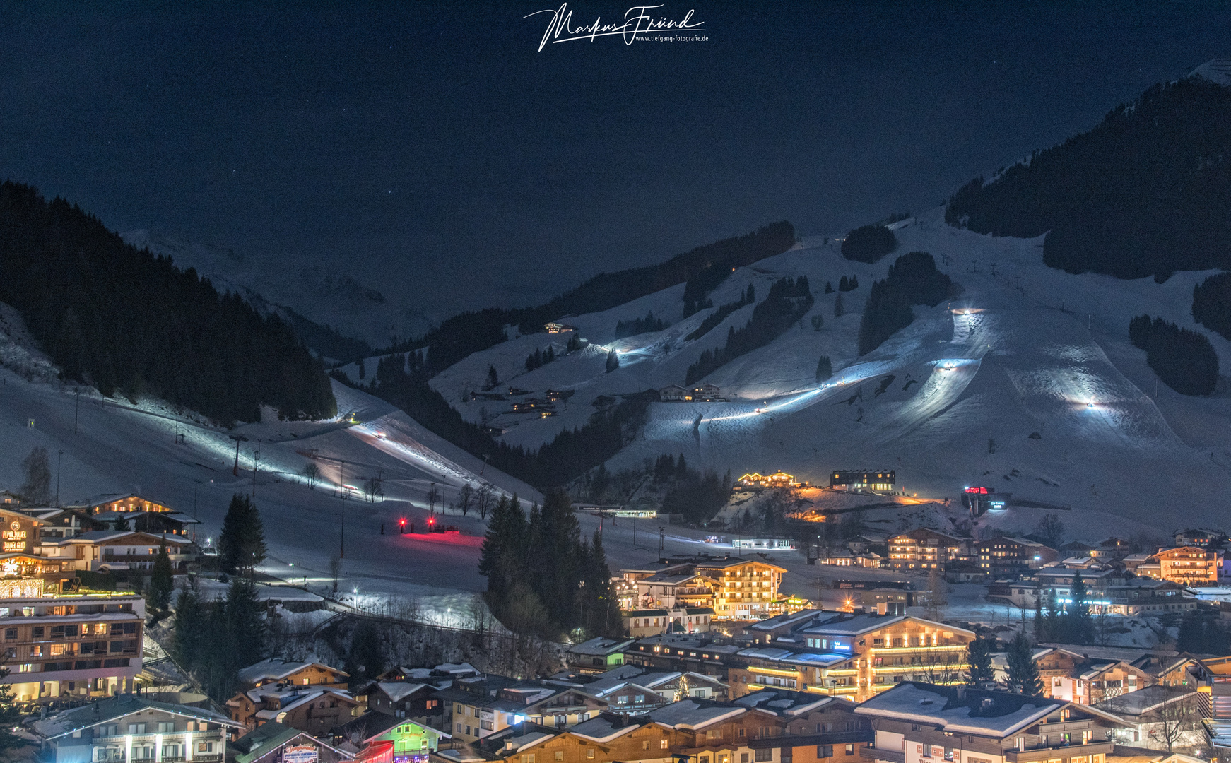 Saalbach bei Nacht Foto & Bild | landschaft, berge, fotos Bilder auf ...