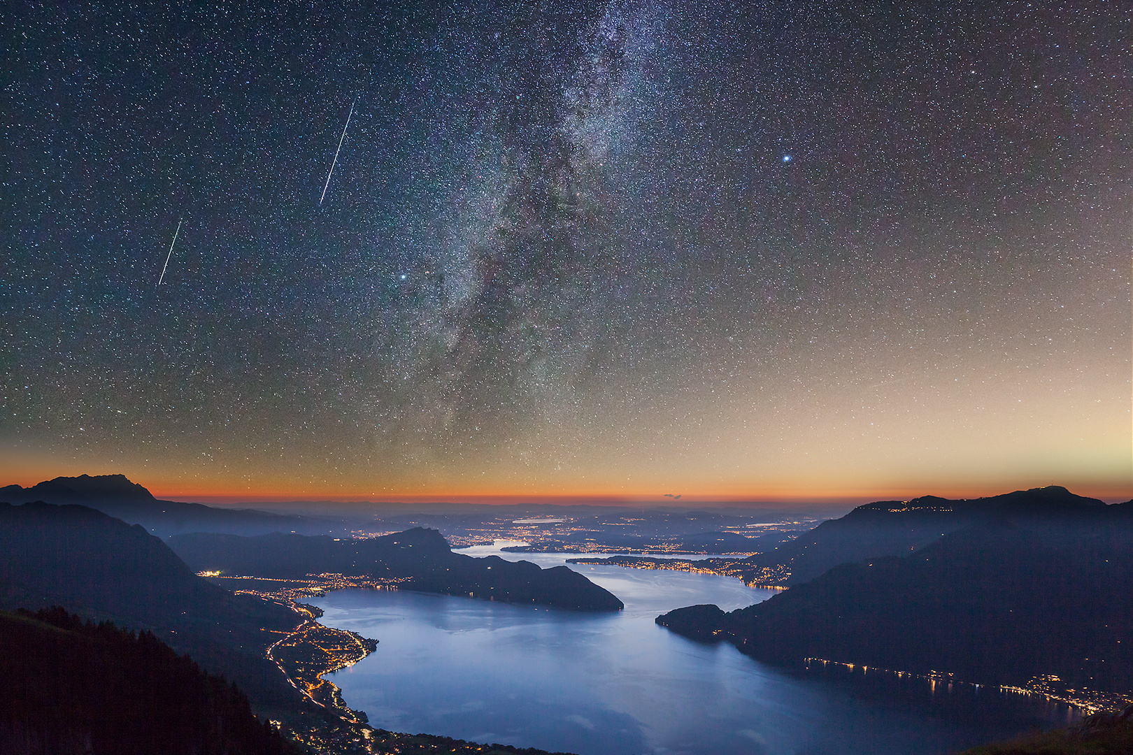 Shooting Stars over Lake Lucerne Foto & Bild | archiv, a r c h i v ...