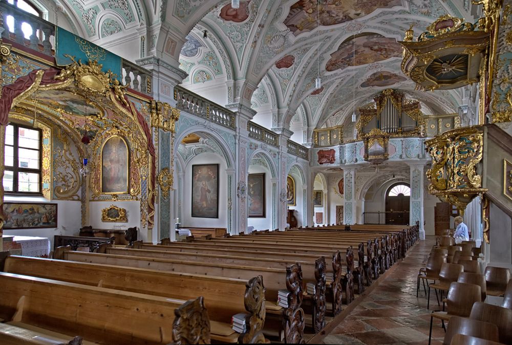 Sicht zur Orgel in der Klosterkirche Au Foto & Bild | architektur, sakralbauten, innenansichten ...