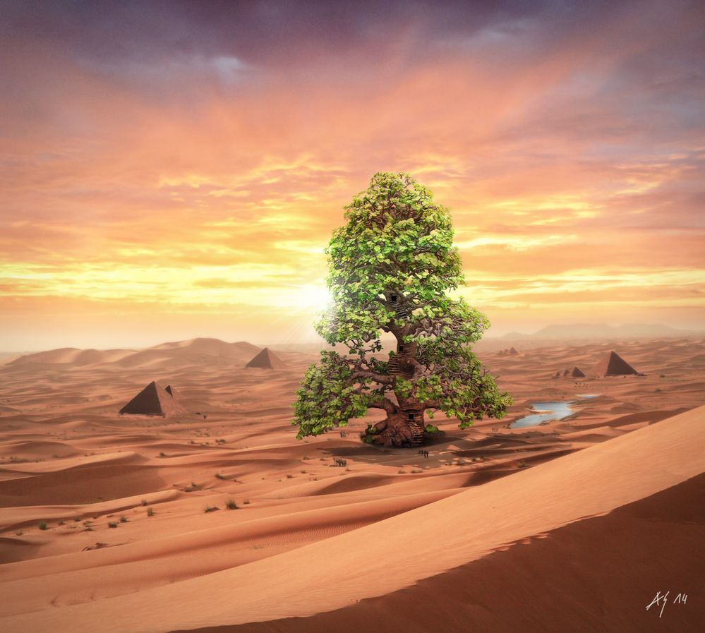 Somewhere in desert valley Foto & Bild | fotomontage, composing , baum Bilder auf fotocommunity