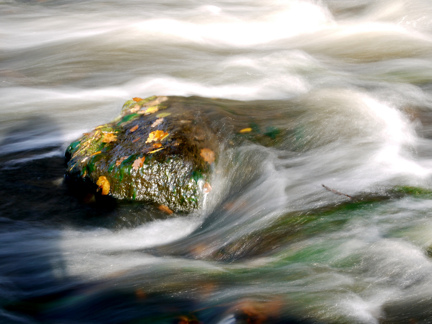 Stein in der Strömung eines kleinen Flusses Foto & Bild | landschaft ...