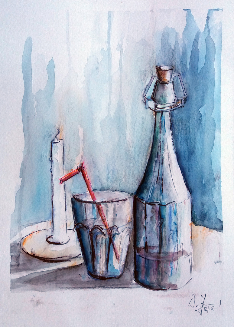 Stilleben mit Glas..1 Foto & Bild | grafik, aquarelle, aquarell Bilder ...