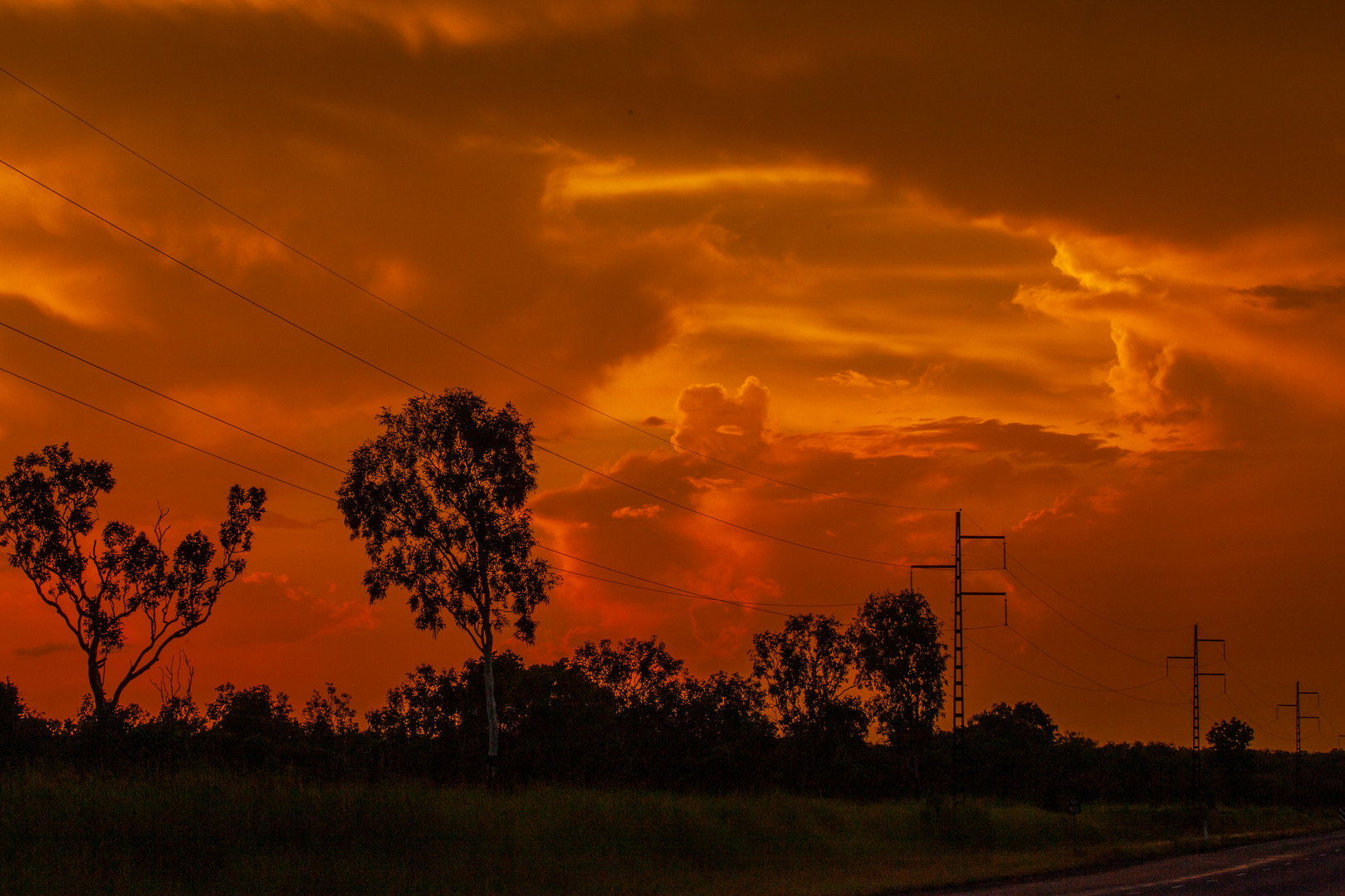Sunset, Arnhem Highway, Wettlands, Northern Territory, Australia Foto ...