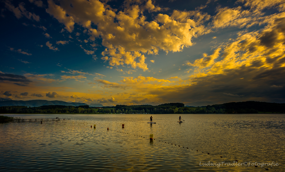 SUP auf dem Waginger See Foto & Bild | landschaft, bach, fluss & see, sonnenuntergang Bilder auf ...