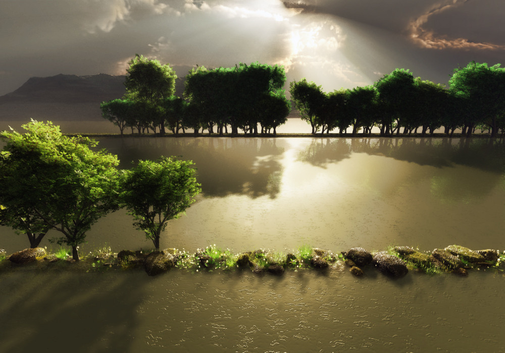 Überschwemmung am Kosi Foto & Bild | rendering, landschaftsrendering, digiart Bilder auf ...