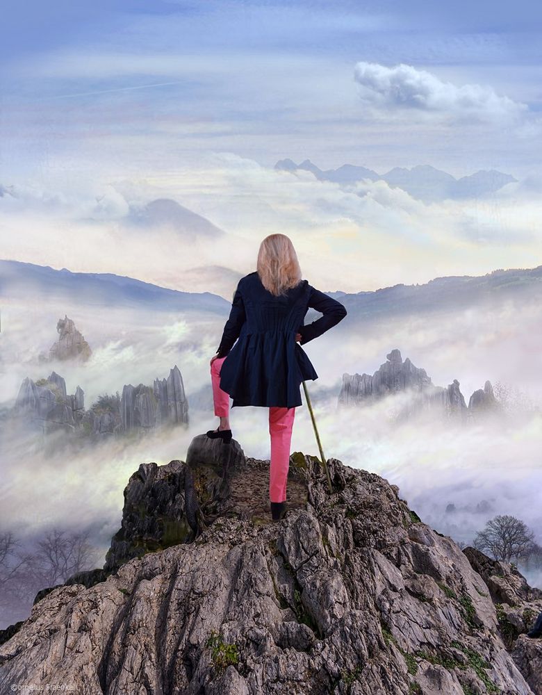 Wanderin über dem Nebelmeer Foto & Bild | fotomontage, original und "fälschung", composing ...