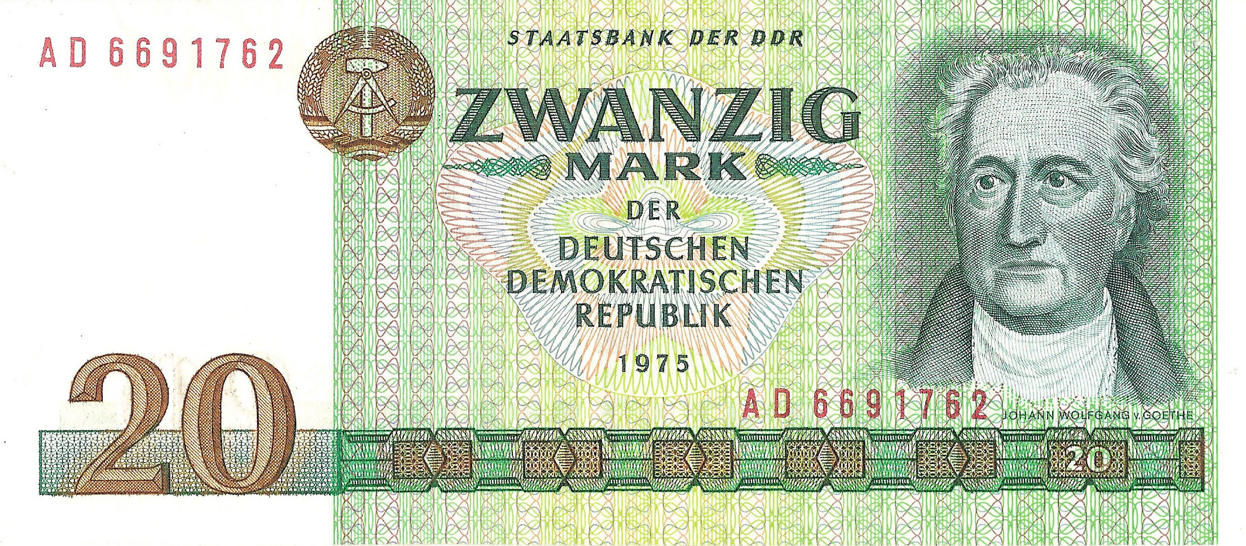 wie dazumal.....STAATSBANK DER DDR - ZWANZIG MARK 1975 - Foto & Bild ...