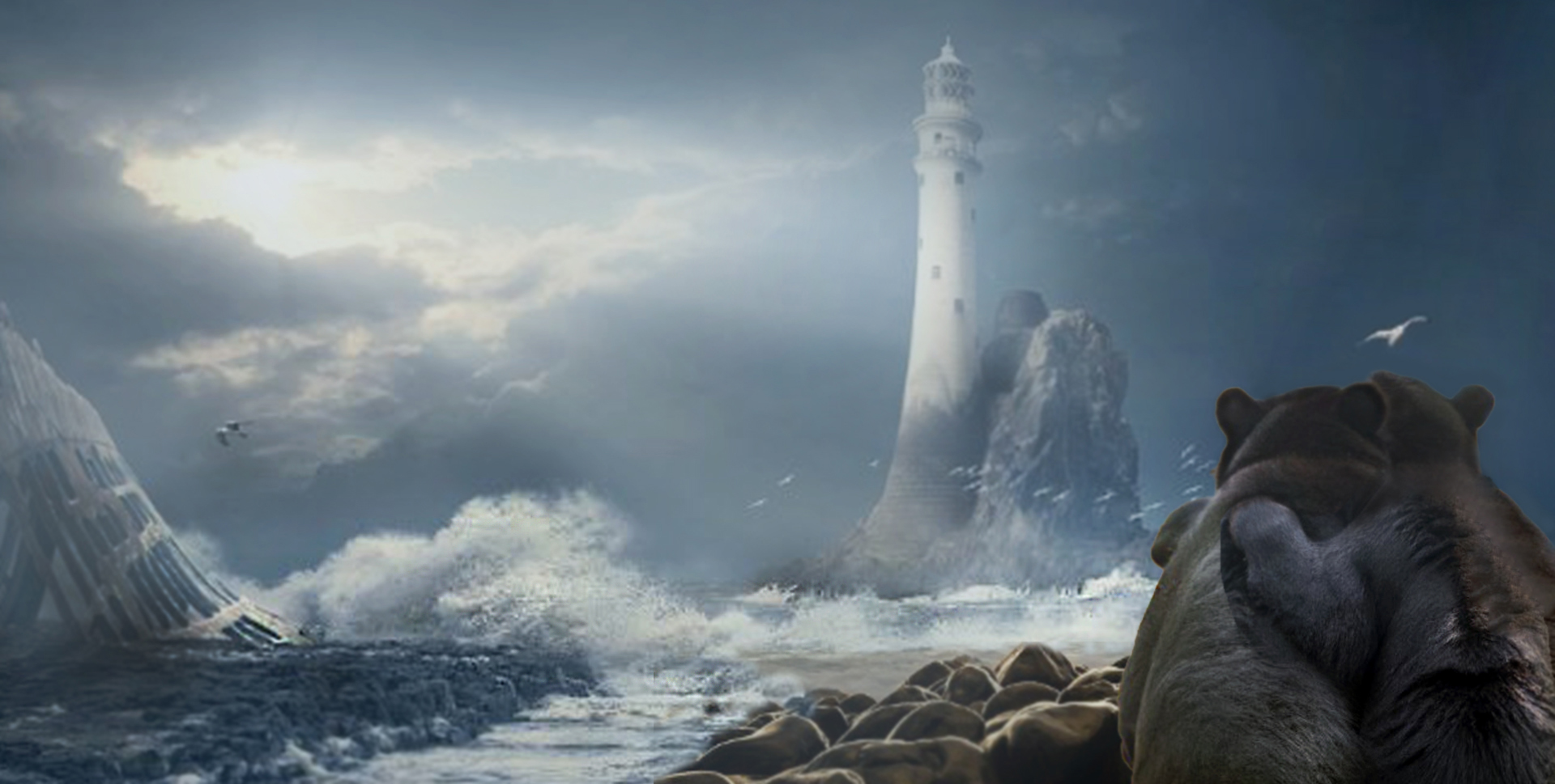 willst Du mein Pelz in der Brandung sein Foto & Bild | fotomontage ...