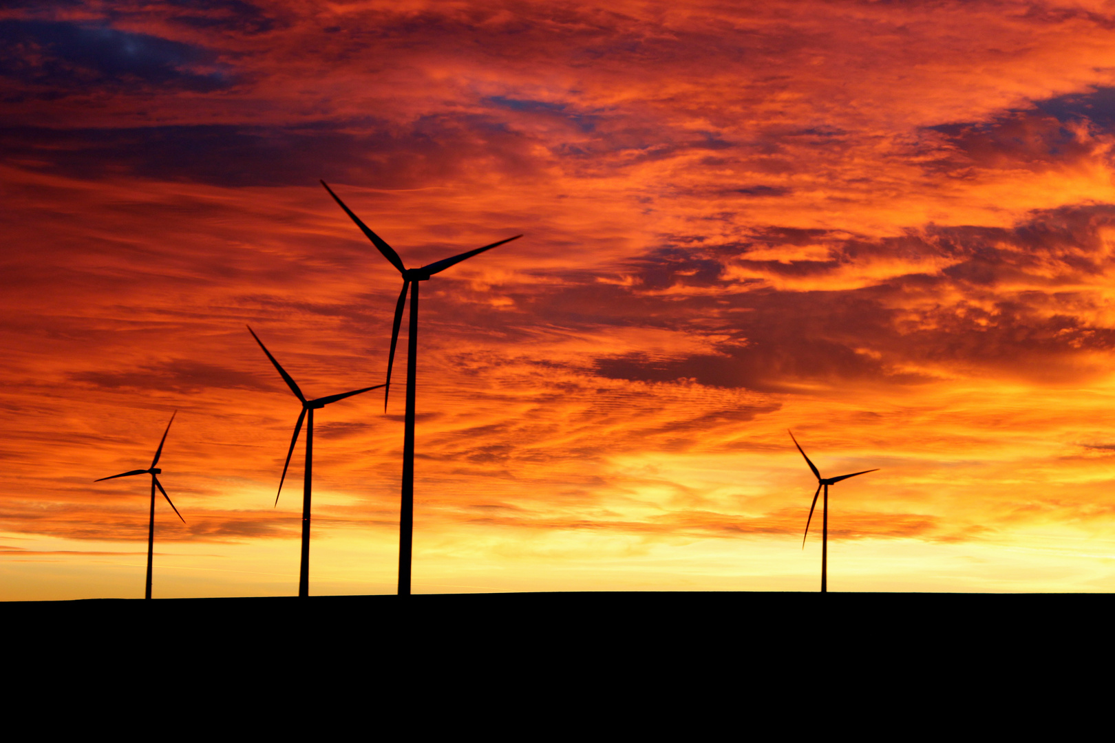 Windräder bei Sonnenuntergang ganz nah Foto & Bild | industrie und ...