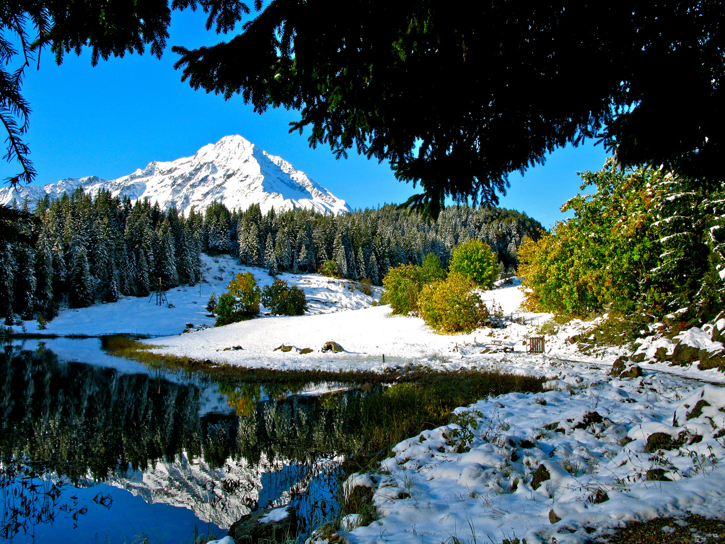 Winter im Herbst, Golzernsee Foto & Bild | landschaft, berge, bergseen ...