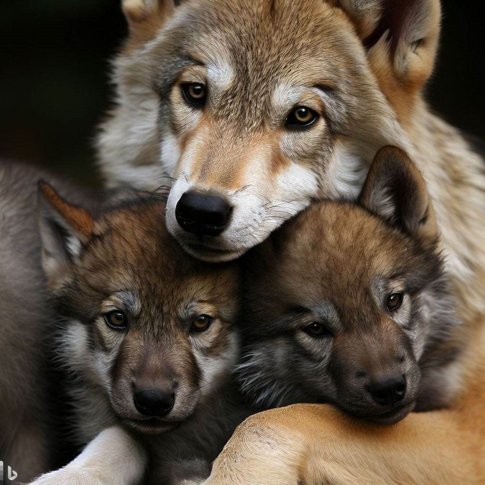 Wölfin mit zwei Welpen...KI Foto & Bild | ki - montagen, reine ki - bilder, spezial Bilder auf ...