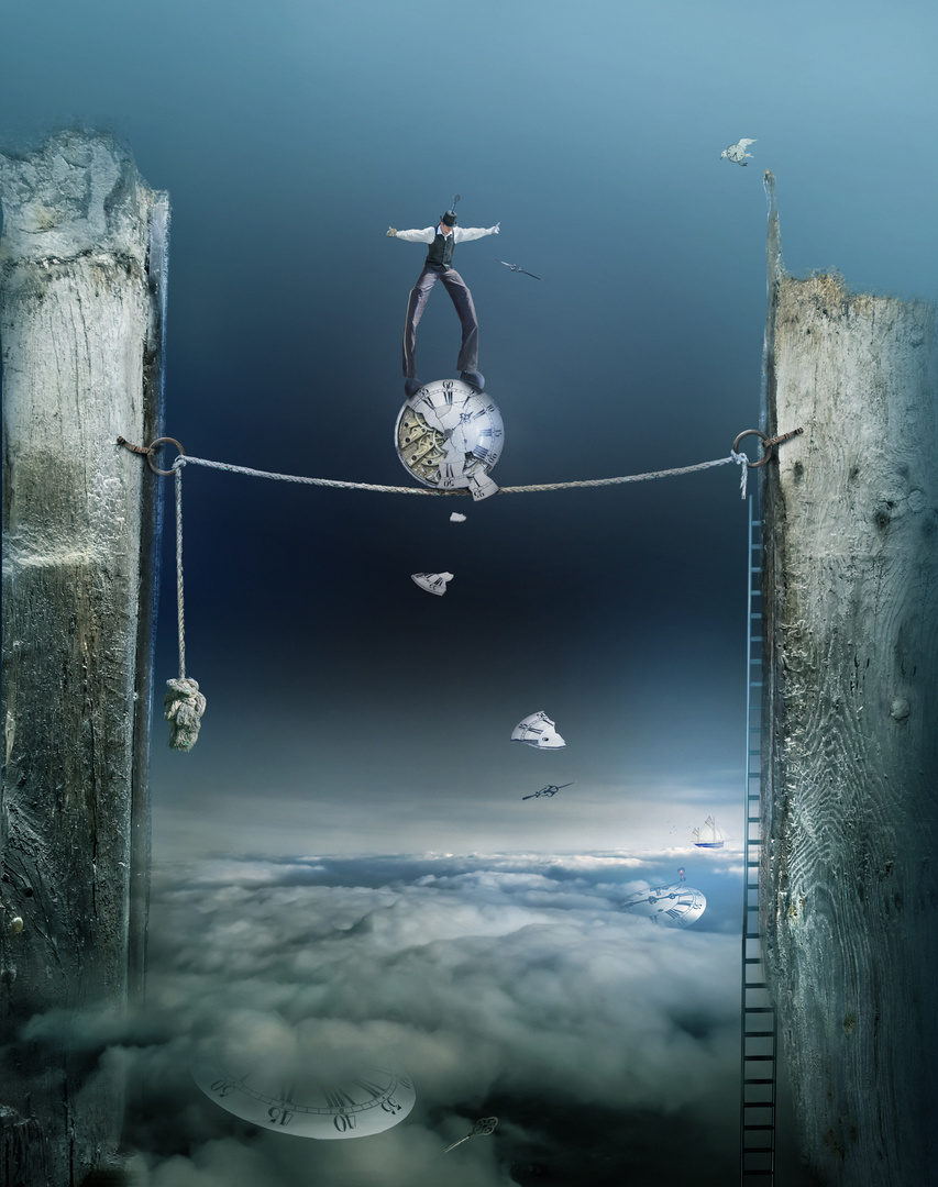 Zeit Balance Foto & Bild | fotomontage, surreal, mann Bilder auf fotocommunity