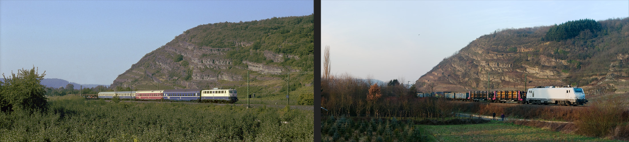 Zwei bunte Züge – eine Zeitreise! Foto & Bild | panorama, eisenbahn ...