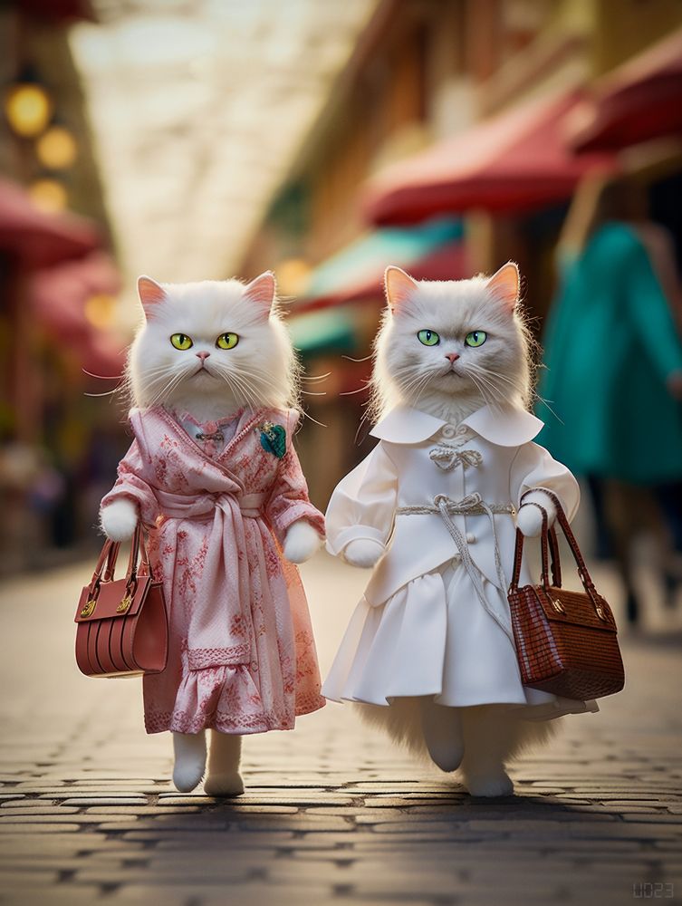 Zwei herausgeputzte Schönheiten beim Bummeln Foto & Bild | ki-generierte bilder, ki-montagen ...